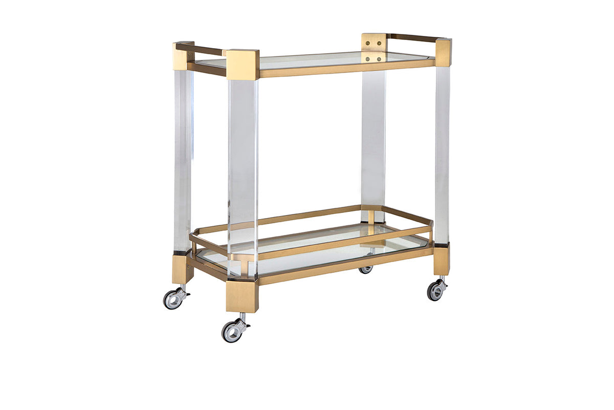 Pinnacle Bar Cart Satin Brass – Belle Meade Signature
